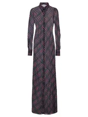 DRIES VAN NOTEN Dries Van Noten Checked Lamé Shirt Dress