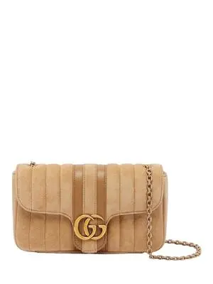 Gucci Gg Marmont Mini Suede Shoulder Bag - Beige
