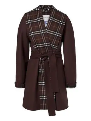 Burberry Verona Check Belted Wool Coat - Brown