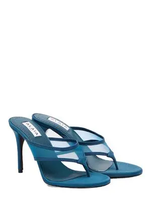Alaïa Tulle Thong Sandals - Blue