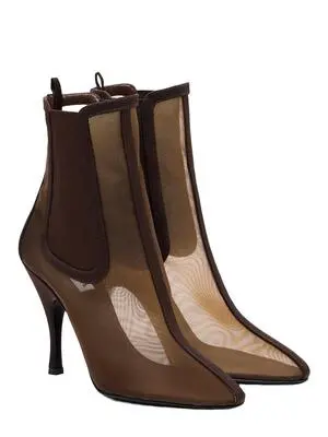 Alaïa Mesh Ankle Boots - Brown