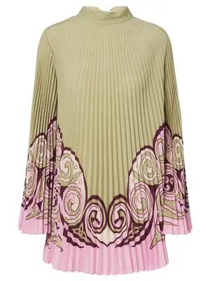 La DoubleJ Kells Swirl Pleated Crepe De Chine Mini Dress - Multicoloured