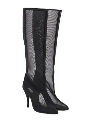 Alaïa Mesh Knee-high Boots - Black