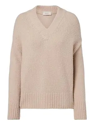 Agnona V-neck Ribbed Wool Sweater - Beige