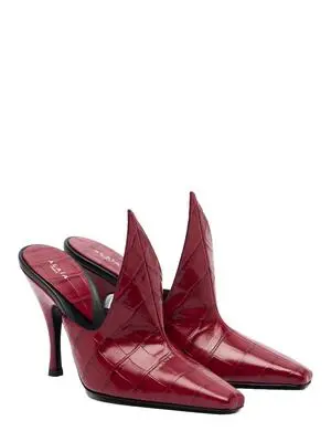 Alaïa V-neck Pointed Toe Mules - Red