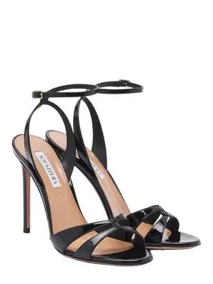 AQUAZZURA You And I Patent Leather Sandals - Black