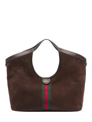 Gucci Giglio Large Suede Tote Bag - Brown
