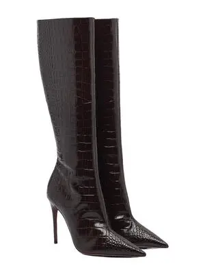 Paris Texas Vera Croc-effect Leather Knee-high Boots - Brown
