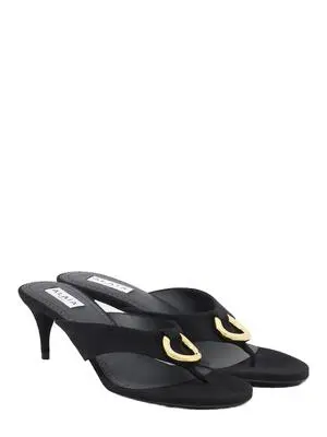Alaïa Suede Thong Sandals With Gold Hardware - Black