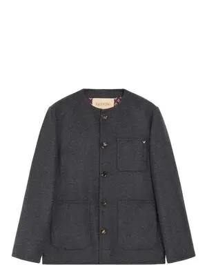 Valentino Garavani VALENTINO Double Wool Caban Jacket Grey