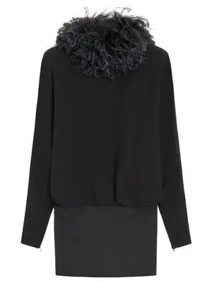 Valentino Garavani Georgette Short Dress With Removable Feather Neck Detail - Black