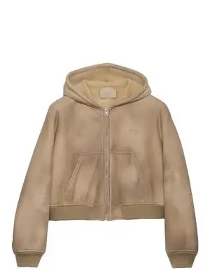 Prada Hooded Shearling Jacket With Vintage Treatment - Rope