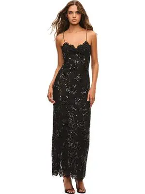 LoveShackFancy Ciona Embellished Lace Gown - Black