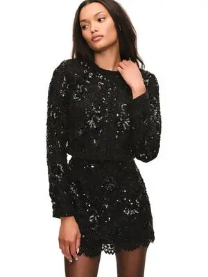 LoveShackFancy LOVESHACKFANCY Eloweth Embellished Cropped Jacket Black
