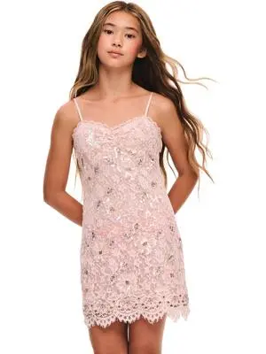 LOVESHACKFANCY LOVESHACKFANCY Embellished Lace Mini Dress