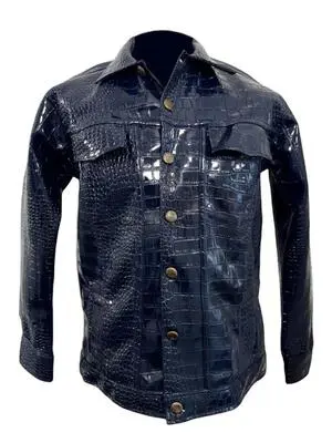 JPO Koch House Vegan Reptilian Leather Shacket - Blue