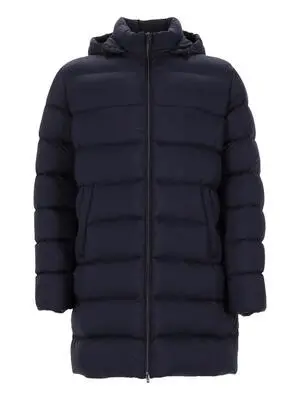 Herno Long Down Jacket With Hood - Blue