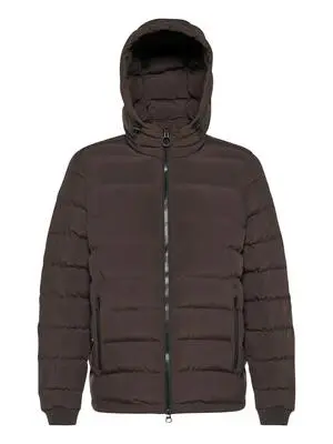 Geox Spherica Hooded Down Jacket - Brown