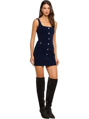 L'Agence Vynna Corduroy Mini Dress - Deep Midnight