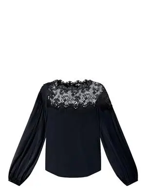 Isabel Marant Étoile Azare Silk Blouse With Lace Yoke - Black