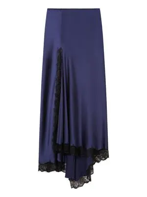 Isabel Marant Étoile Isabel Marant Alexandra Silk Maxi Skirt With Lace Inserts Midnight