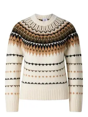 Bogner Ina Cashmere Norwegian Pullover - Off-white/camel/coffee