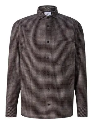 Bogner Hardy Cotton Flannel Shirt - Coffee/beige/navy