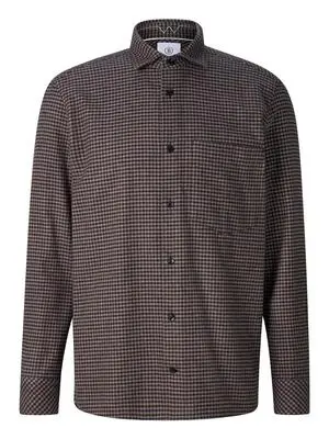 Bogner Hardy Cotton Flannel Shirt - Coffee/beige/navy