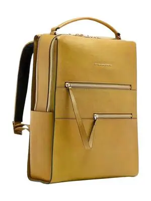 PIQUADRO Patricia Leather Laptop Backpack - Yellow