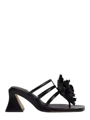 MIISTA Hara Floral Applique Multi-strap Sandals - Black