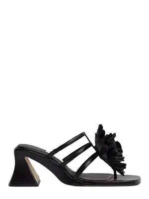 MIISTA Hara Floral Applique Sandals - Black