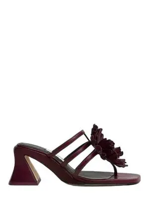MIISTA Hara Floral Appliqué Caged Sandals - Red
