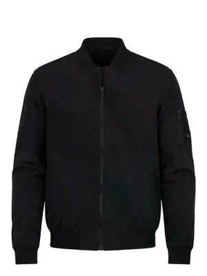 BOSS Crinkled Finish Logo Patch Bomber Jacket - Black