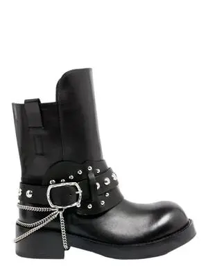ANN DEMEULEMEESTER Tuxon Studded Chain-detail Boots - Black