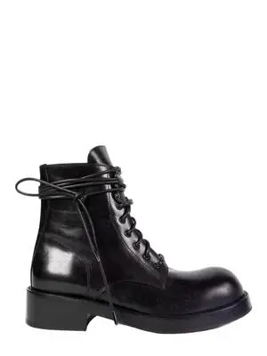 ANN DEMEULEMEESTER Lace-up Leather Boots - Black