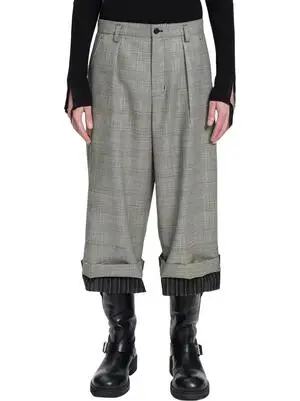 ANN DEMEULEMEESTER Ann Demeulemeester Layered Hem Wool Trousers In Prince Of Wales Check