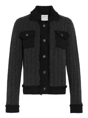 BARRIE Ribbed Knit Denim-effect Jacket - Grey