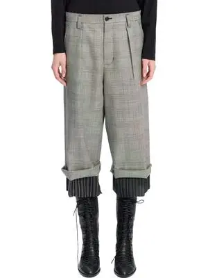 ANN DEMEULEMEESTER Check Wool Trousers - Grey