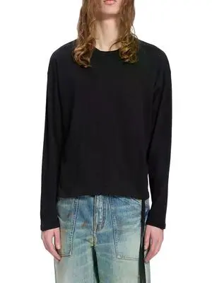 ANN DEMEULEMEESTER Slogan-print Long-sleeve T-shirt - Black