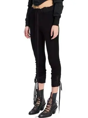 ANN DEMEULEMEESTER Cropped Pointelle-knit Trousers - Black