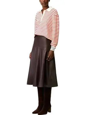 Claudie Pierlot Leather Midi Skirt - Red