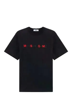 MSGM Slogan-embroidered T-shirt - Black