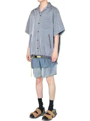 Kolor Striped Buckle Shirt - Blue