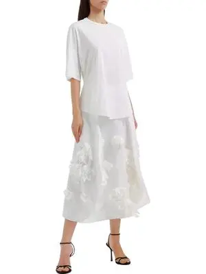 ENFOLD Ruffled Embellished A-line Skirt - White