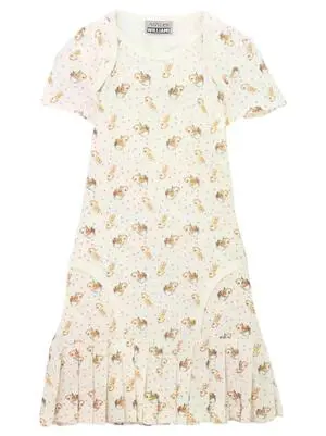 Ashley Williams Ashley Williams Graphic Print Short Sleeve Dress Neutrals