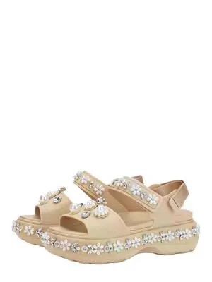 CROCS Crocs X Simone Rocha Faux-Pearl Floral-Embellished Sandals Neutrals