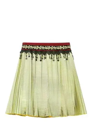 CHOPOVA LOWENA Pleated Star-charm Mini Skirt - Yellow