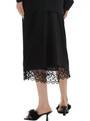 Simone Rocha Lace Trim Midi Skirt - Black