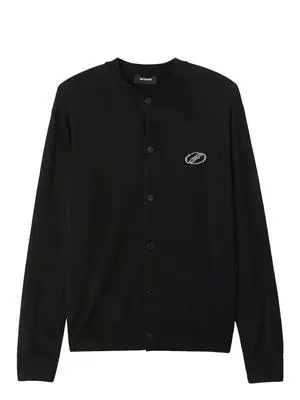 We11Done Rhinestone Logo Embellished Cardigan - Black