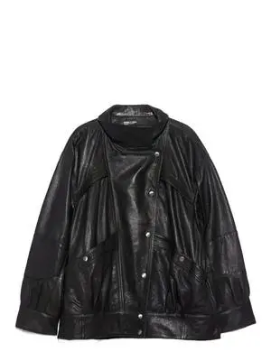 Bimba Y Lola Leather Jacket With Volume - Black